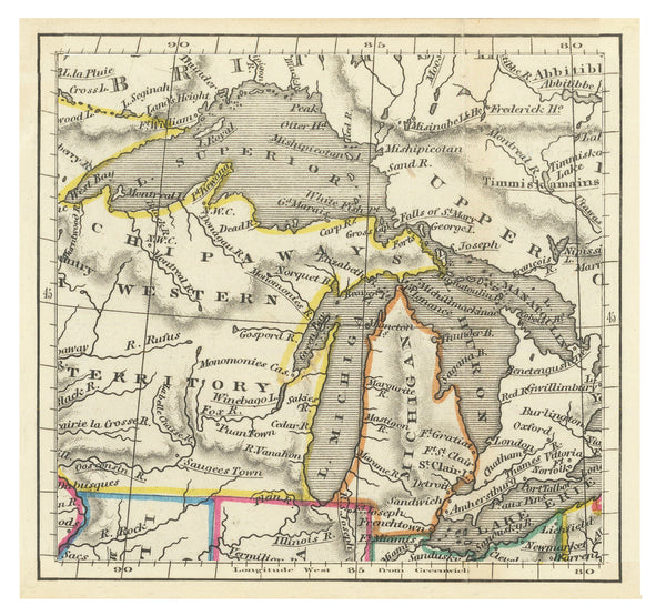 Michigan Map 1824 – Vintage State Maps